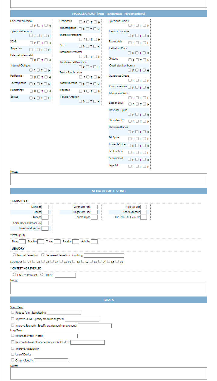 Chiropractic Charting Templates Examples – Cerbo