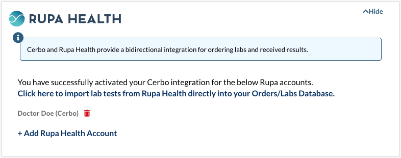 Rupa Health Integration – Cerbo